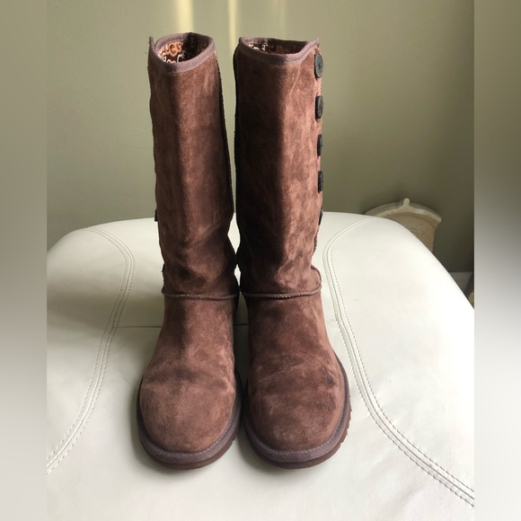 UGG | Shoes | Ugg Lo Pro Button Fold Over Logo Boots Brown Size Us 7 Eur 38 | Poshmark